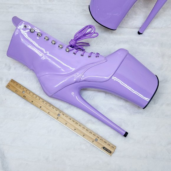 Pleaser | Shoes | Lavender Lilac Purple Patent Platform 8 Heel Lace Up ...